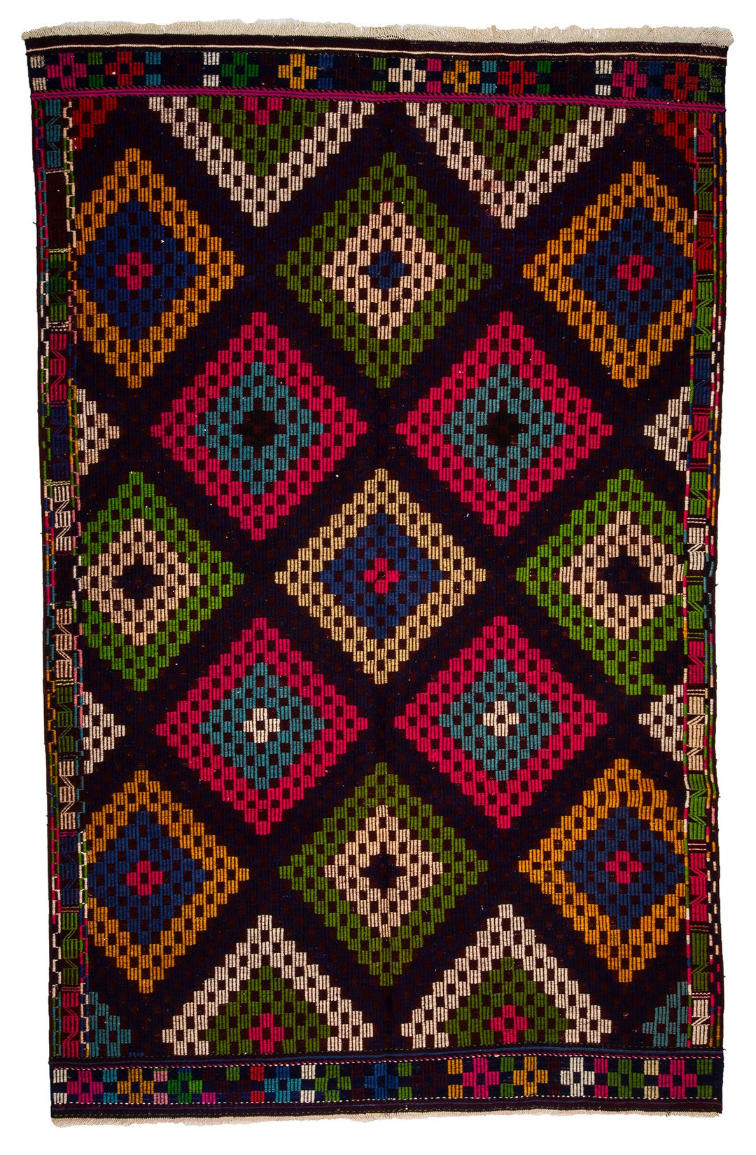 Pink Kilim Rug,6x9,4 Feet 182x285 Cm Vintage Home Decor Bright Color ...