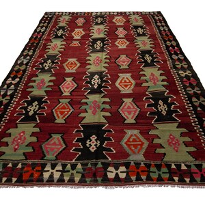 Red Kilim Rug64x88 Feet 194x270 Cm Turkish Red - Etsy