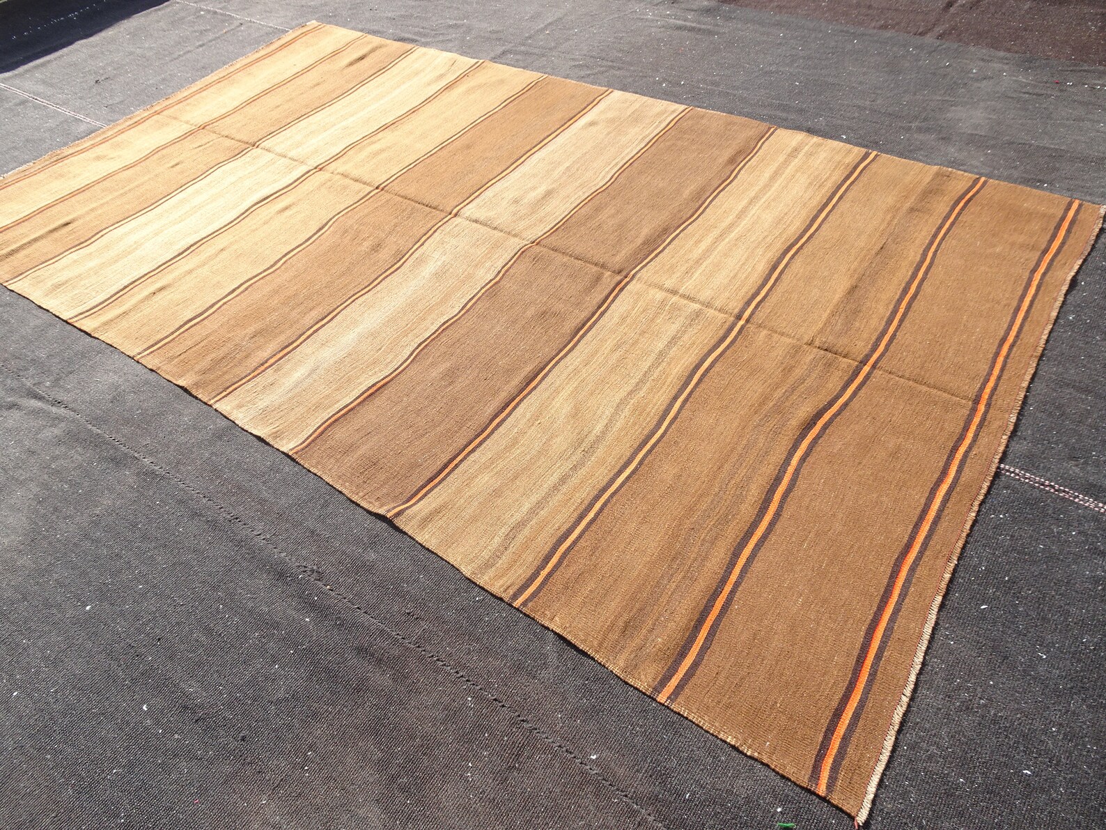 Brown Kilim Rug64x107 Feet 194x326 Cm Modern | Etsy