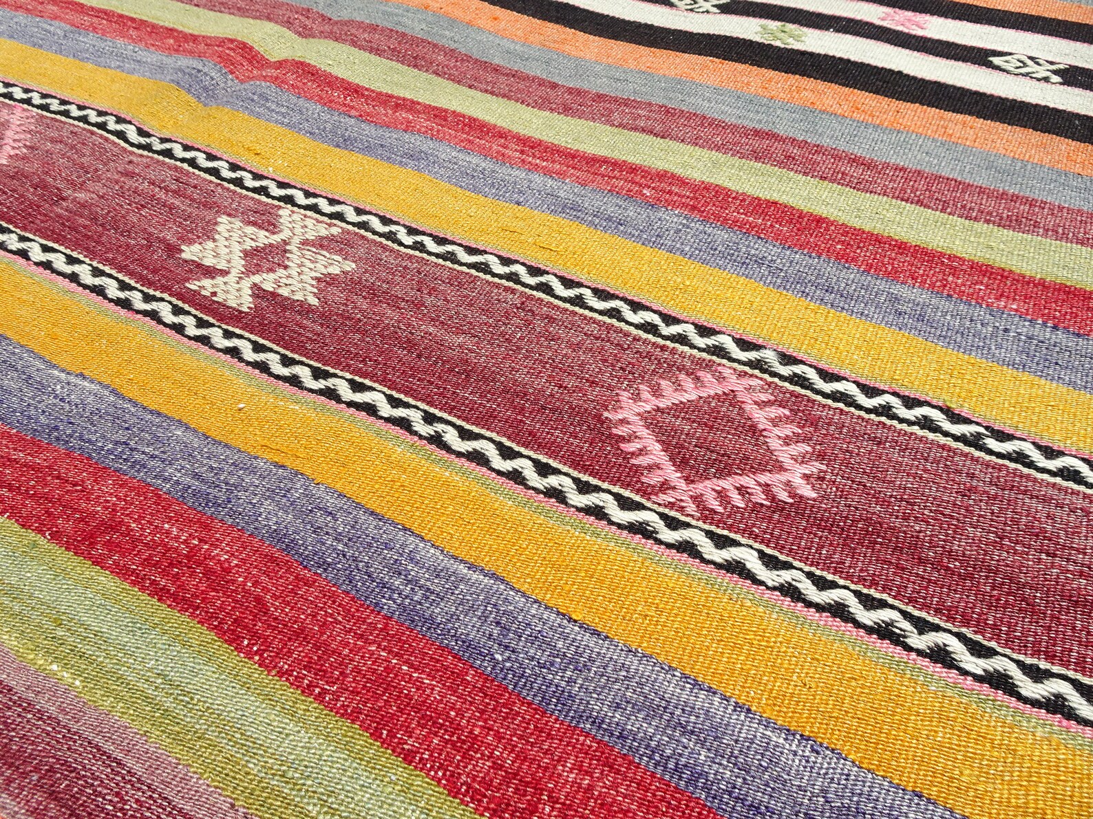 Large Stripe Rug66x101feet 197x308 Cm Turkish | Etsy