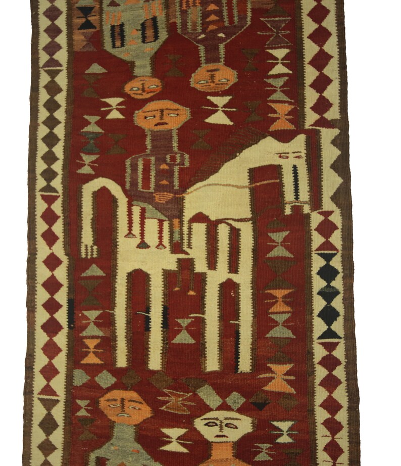 Horse and Human Figure Pattern Beautiful Kilim Rug | Etsy