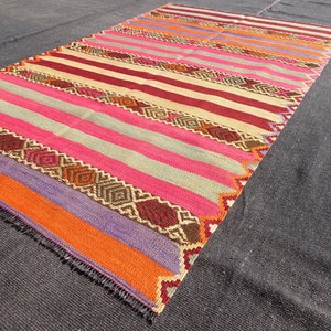 Pink Stripe Rug,4,3x6,11 Feet 130x210 Cm Striped Beautiful Colours ...