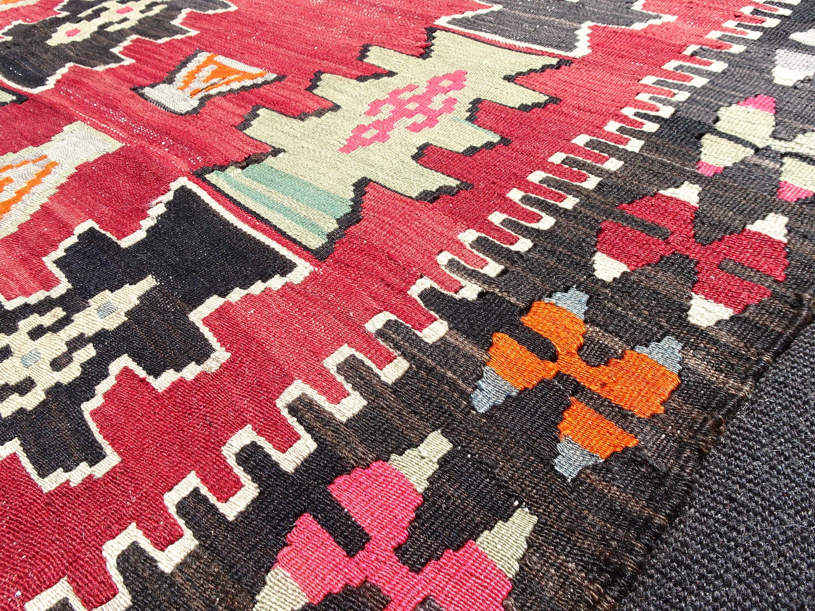 Red Kilim Rug64x88 Feet 194x270 Cm Turkish Red | Etsy