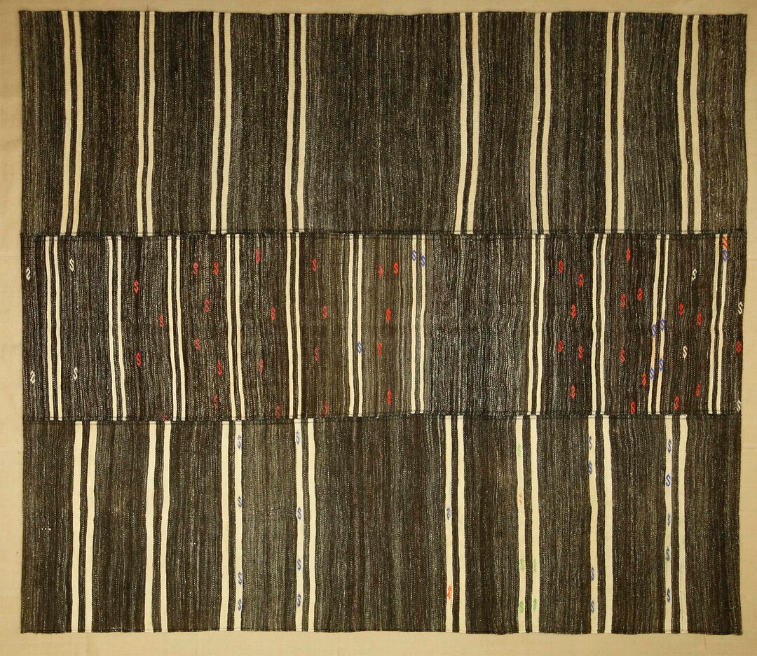 Magnificent Broken Stripe Pattern Flat Weave Rug 7,3,x8,6, Feet,natural ...