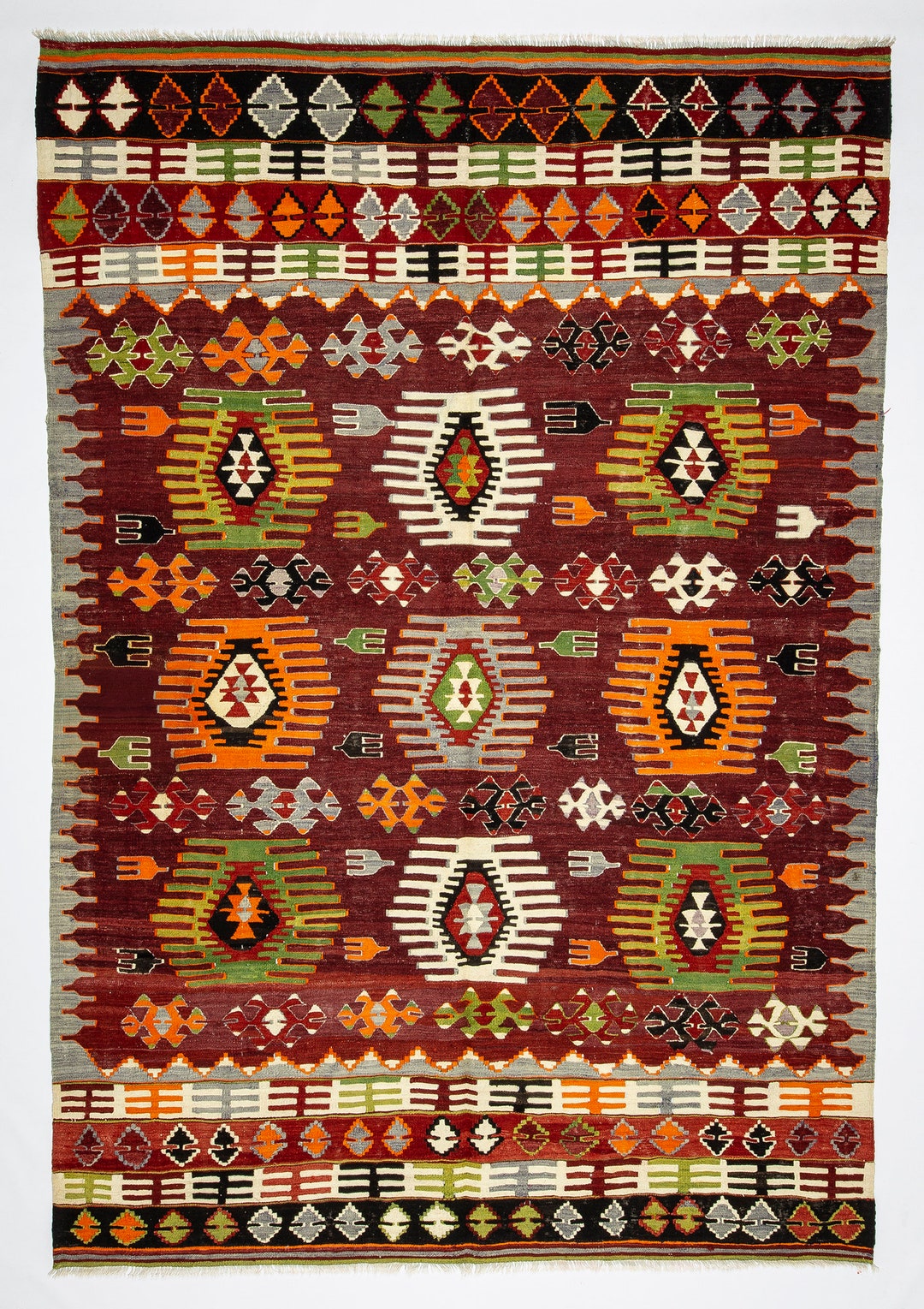 Mid Century Antique Kilim Rug63x92 Feet 190x279 - Etsy