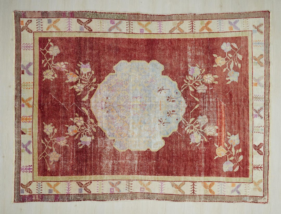 1930s Antique Denizli Cal Area Carpet Rug,7x9.4 Feet 213x287 Cm,large ...