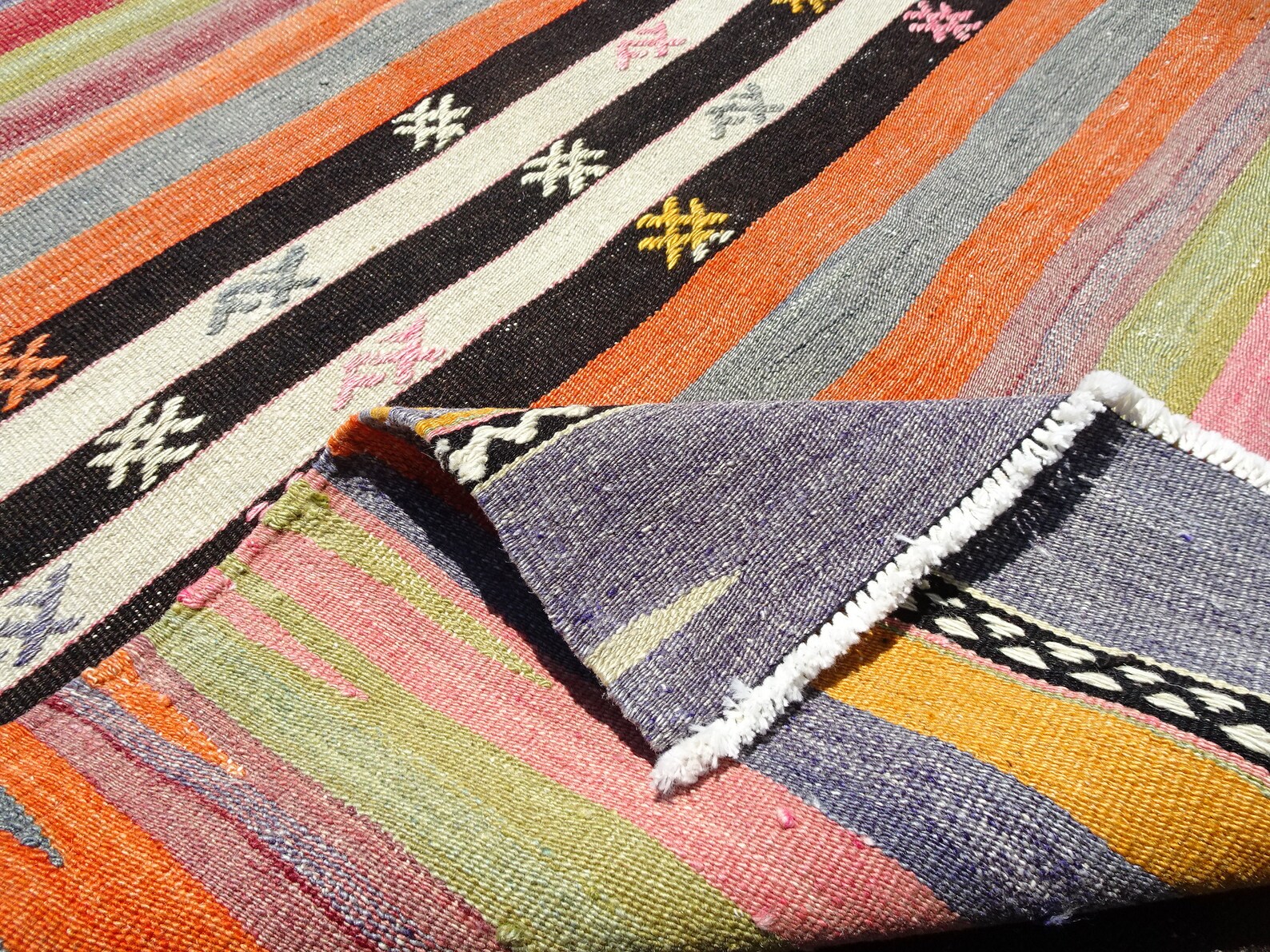 Large Stripe Rug66x101feet 197x308 Cm Turkish - Etsy