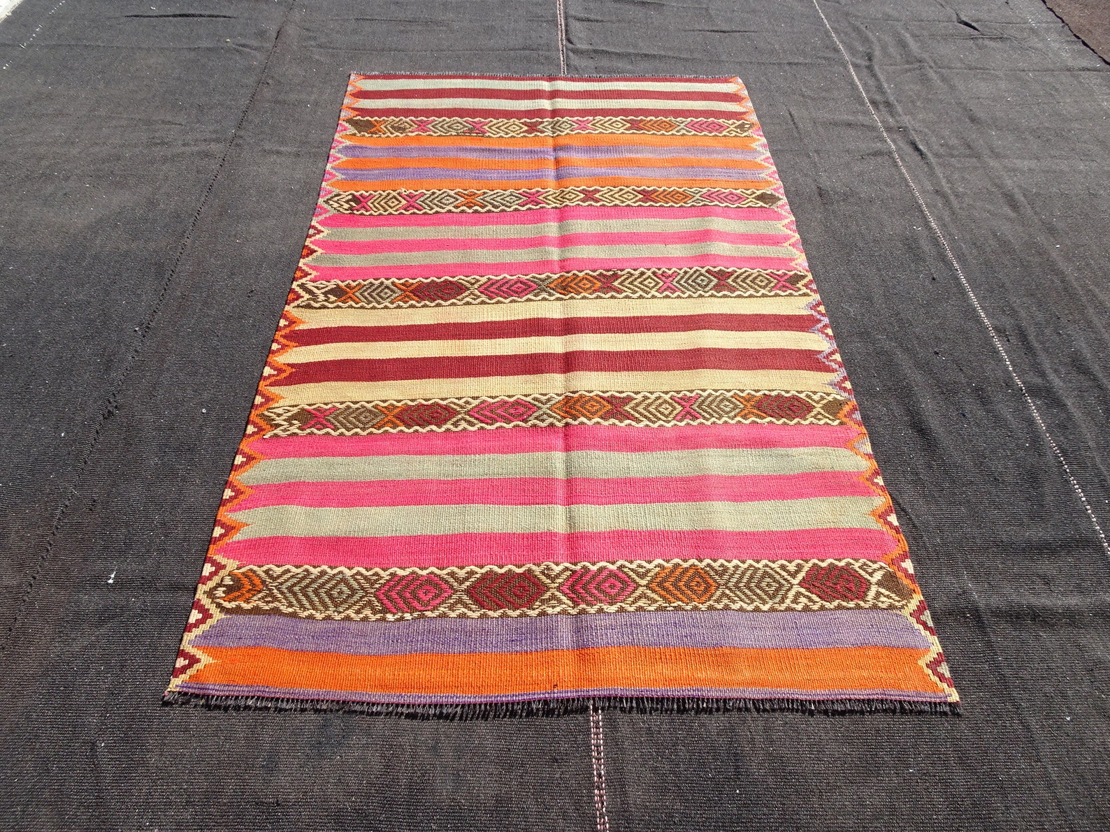 Pink Stripe Rug,4,3x6,11 Feet 130x210 Cm Striped Beautiful Colours ...