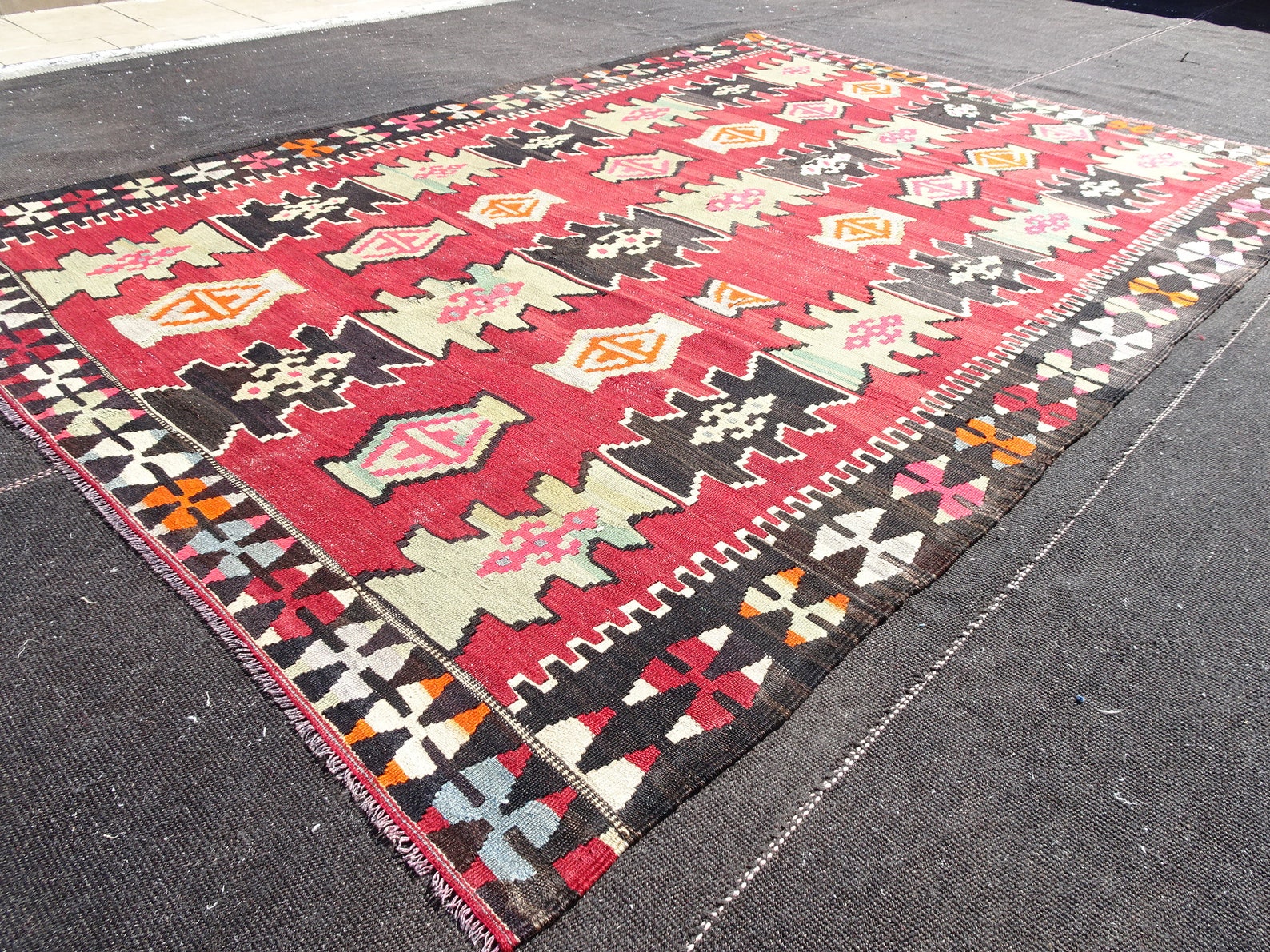 Red Kilim Rug64x88 Feet 194x270 Cm Turkish Red | Etsy