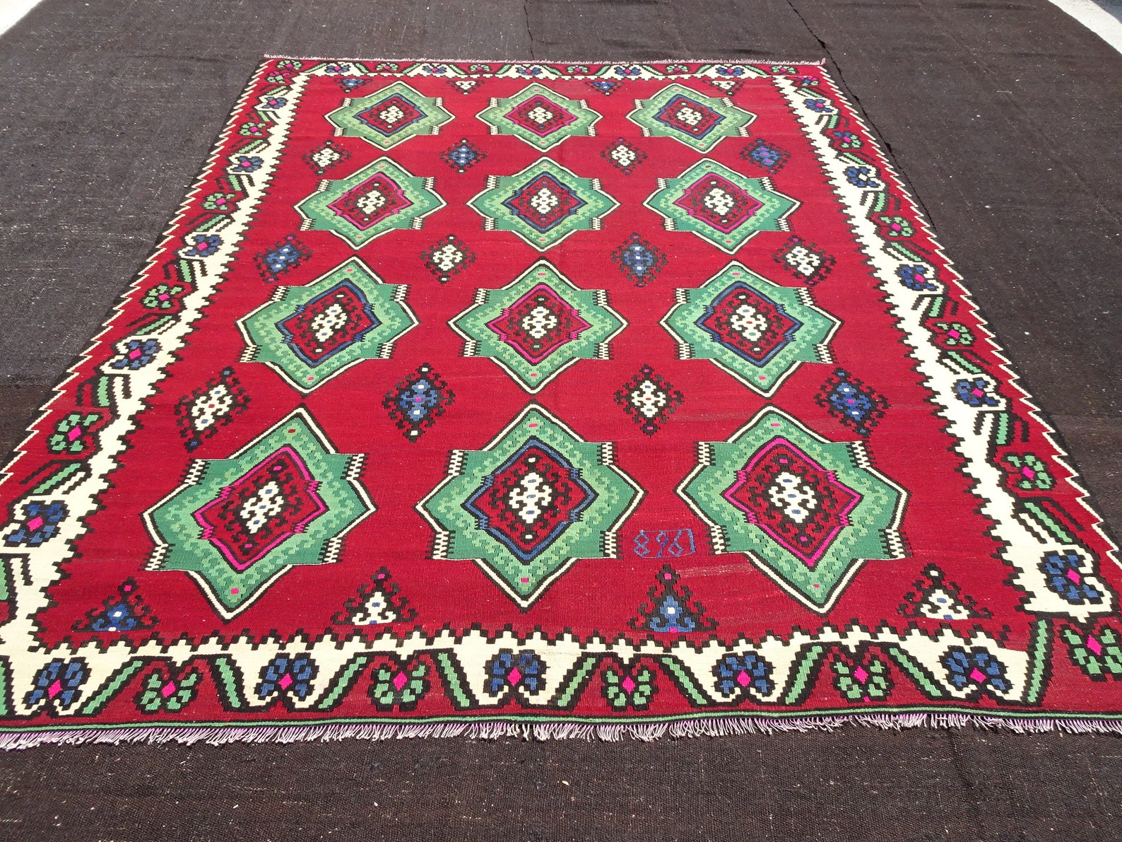 Turkish Handmade Red Kilim 710x96 Feet 240x290 | Etsy