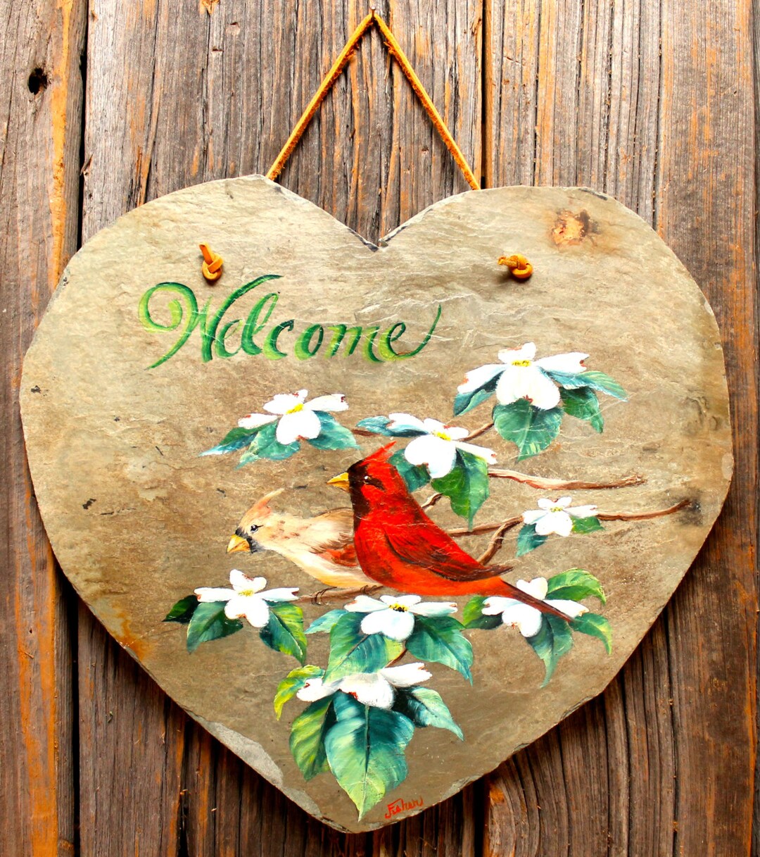 Cardinal Welcome Slate - 12" - Etsy