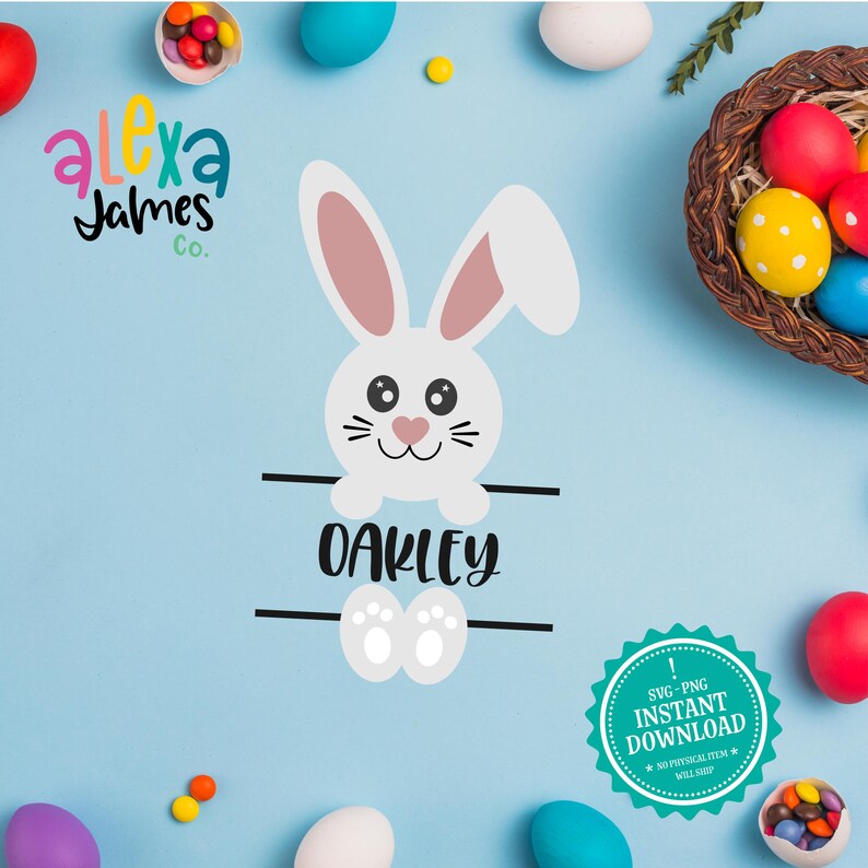 Easter Bunny Split Monogram SVG PNG, Easter Monogram Svg, Easter SVG ...