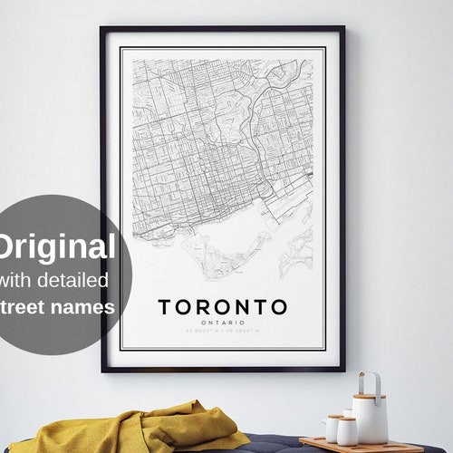 Toronto Map Print Map of Toronto Ontario Black & White - Etsy Canada