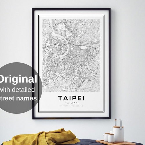 Taipei Map Print Taipei Maps Taipei Map Posters Taipei Wall - Etsy