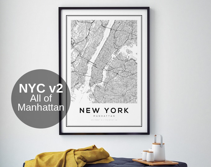 Illustrated Map of NYC New York City 8x10 - Etsy