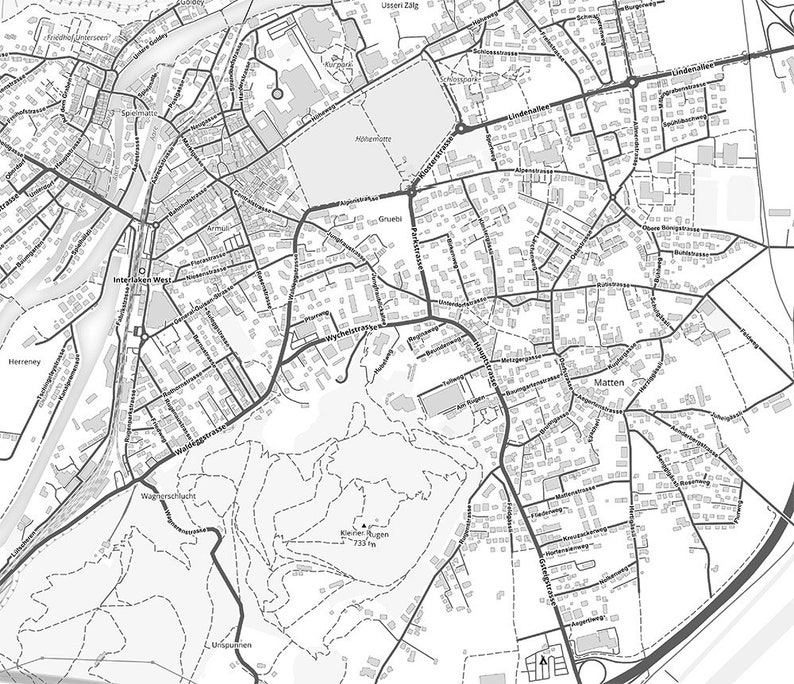 Interlaken Map Print Map of Switzerland Swiss Maps Travel - Etsy