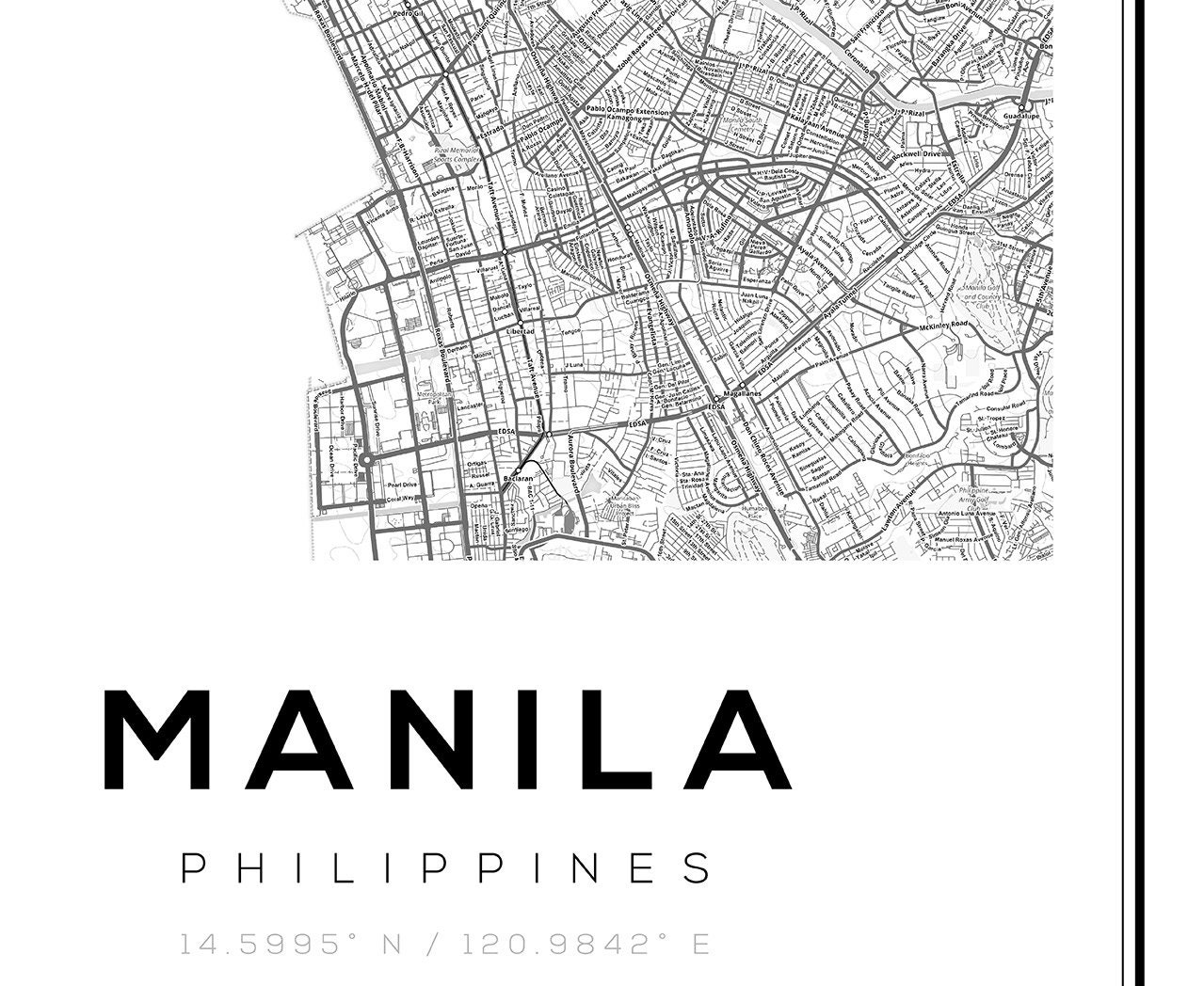 Manila Map Print Map of Manila Map of Philippines Manila | Etsy