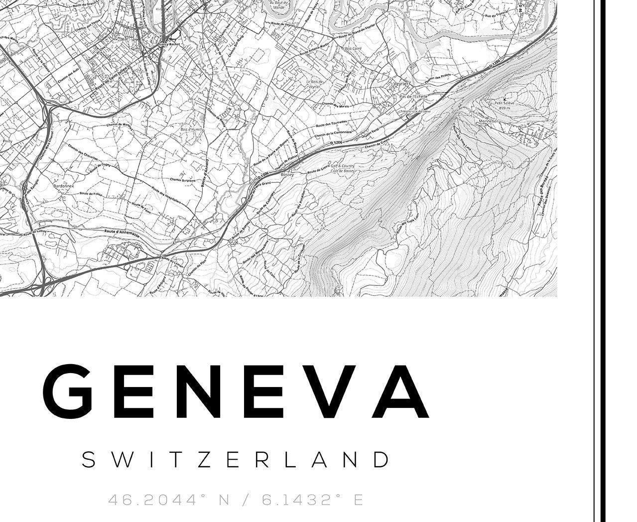 Geneva Map Print Geneva Map Poster Map of Geneva Street Map - Etsy