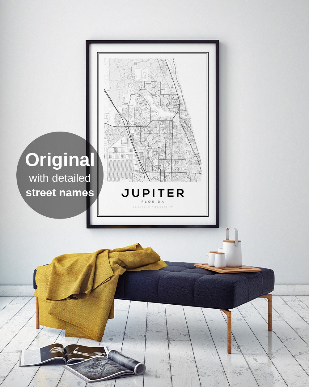 Jupiter Map Print Jupiter Florida Map of Jupiter Map of | Etsy