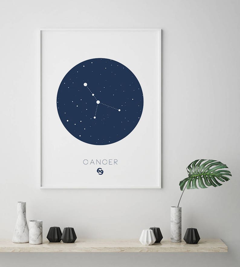 Cancer Print Cancer Wall Art Zodiac Prints Modern - Etsy