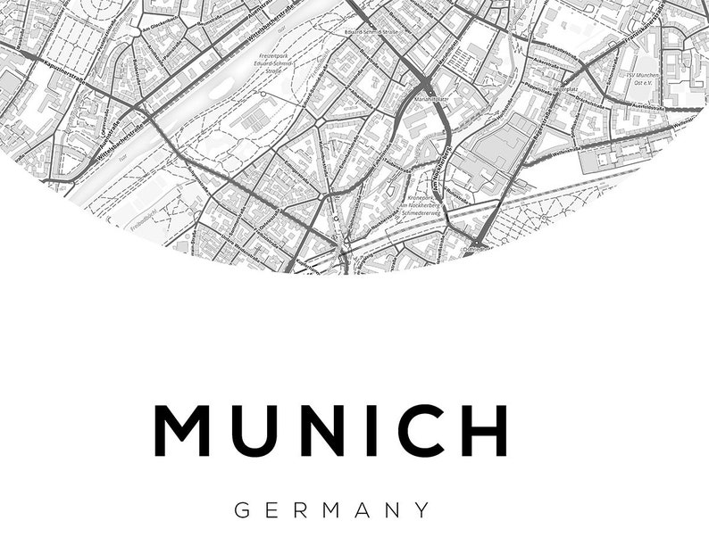 Printable Munich Map Print - Germany City Circle Wall Art, Minimalist ...