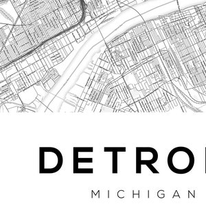 Detroit Map Print, Michigan Maps, Detroit Michigan, Detroit Wall Art ...