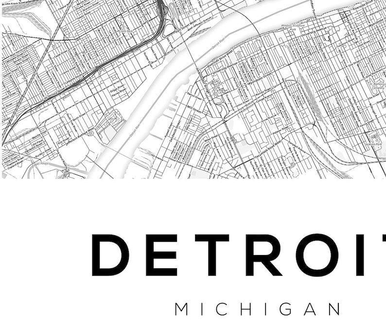 Detroit Map Print Michigan Maps Detroit Michigan Detroit - Etsy