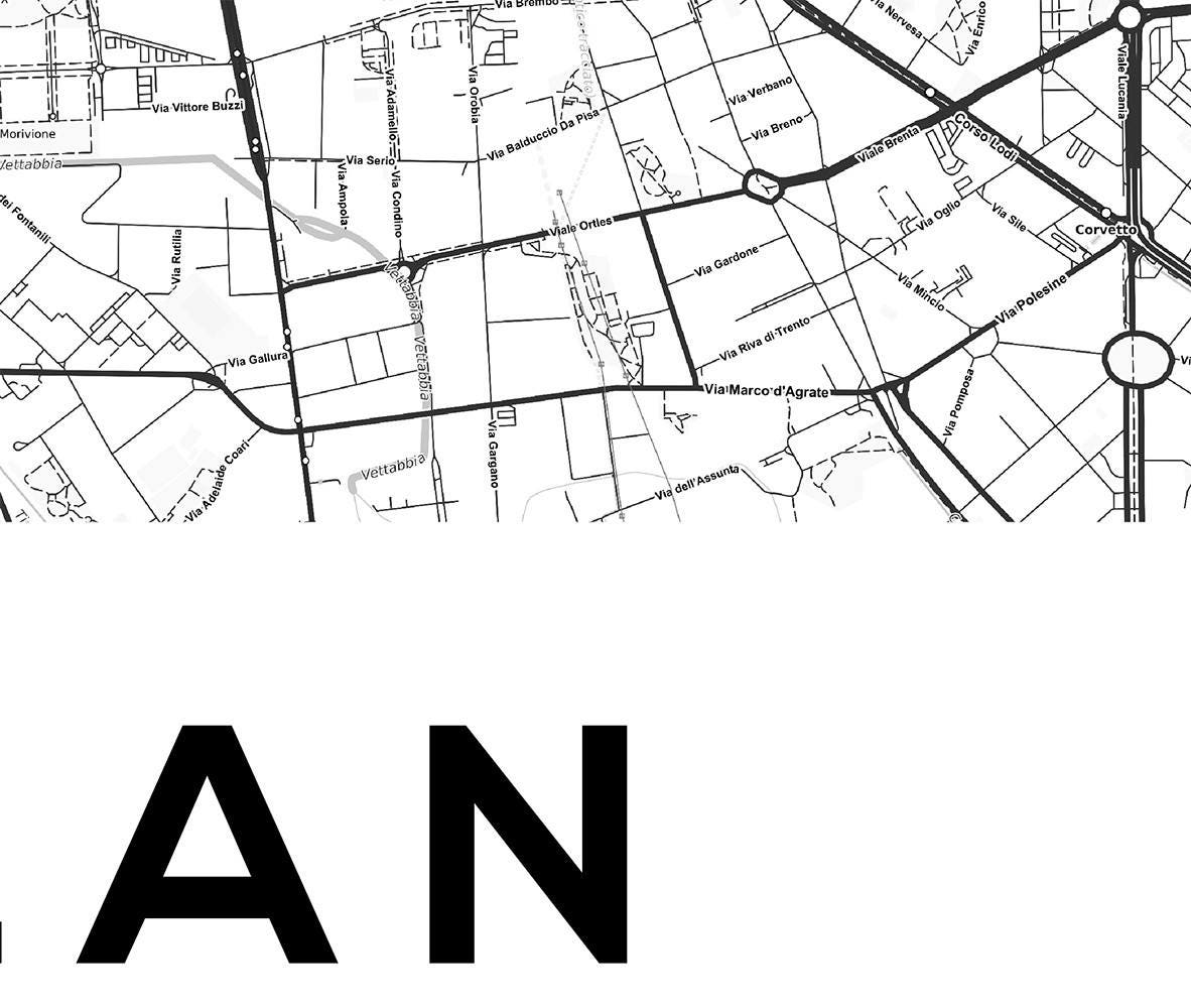 Milan Map Print Milan City Milan Map Poster Fashion Wall - Etsy