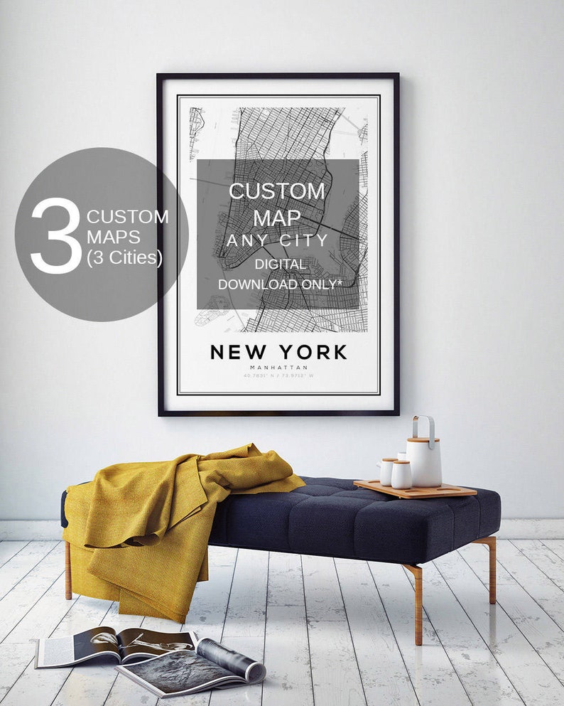 Custom Map Print Custom Street Map Custom City Map Custom - Etsy