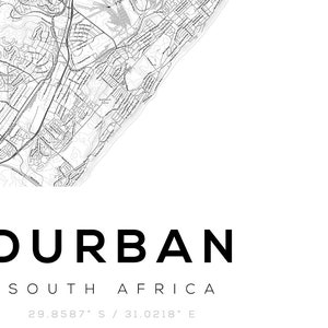 Durban Map Print, South Africa Maps, Durban Street Maps, Durban Wall ...