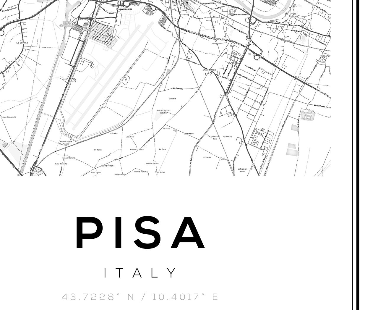 Pisa Mapa Print Mapa de Pisa Mapa de Italia Regalos - Etsy México