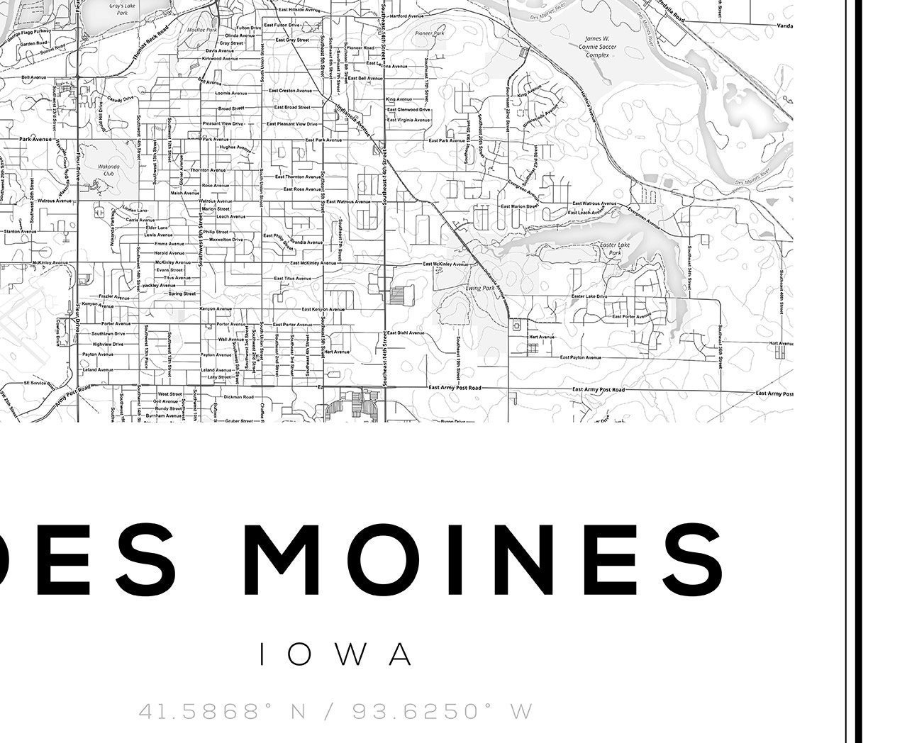 Des Moines Map Print Des Moines Poster Iowa Maps Des Moines - Etsy