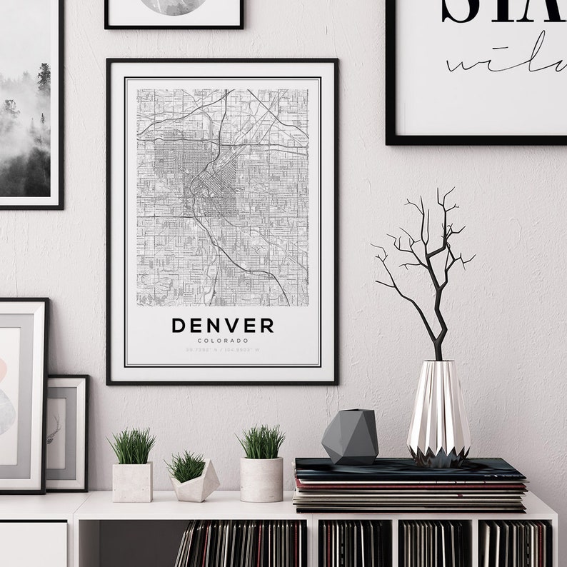 Denver Map Print Denver Map Poster Denver Colorado Denver - Etsy