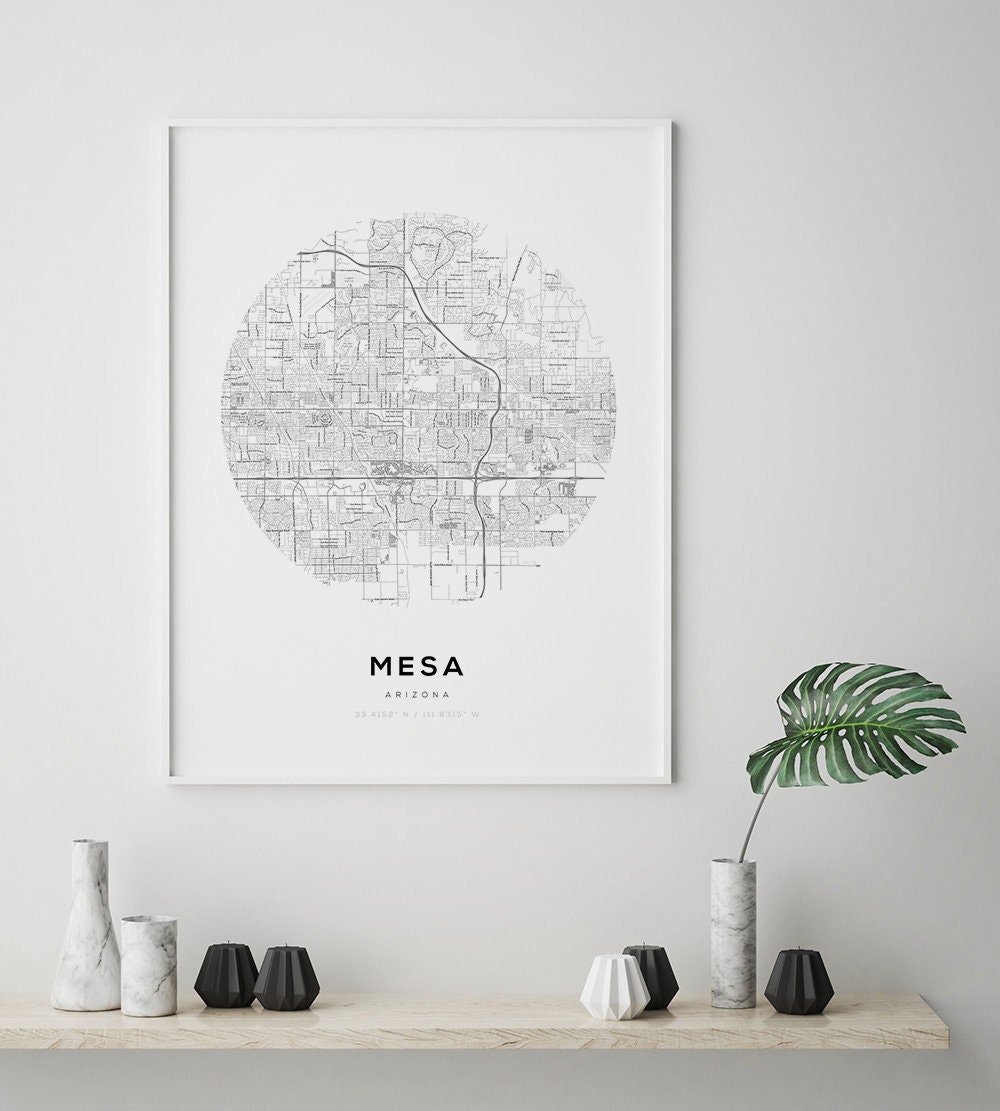 Mesa Map Print Map of Mesa Mesa Maps Mesa Map Poster Mesa | Etsy