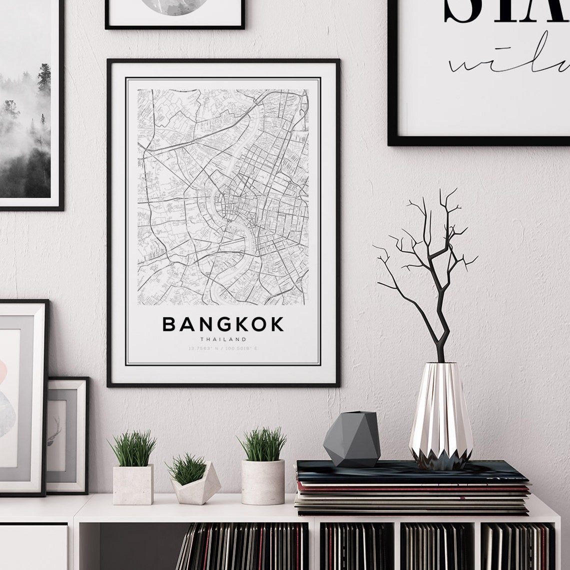 Bangkok Map Print Bangkok Map Posters Thailand Travel Map - Etsy