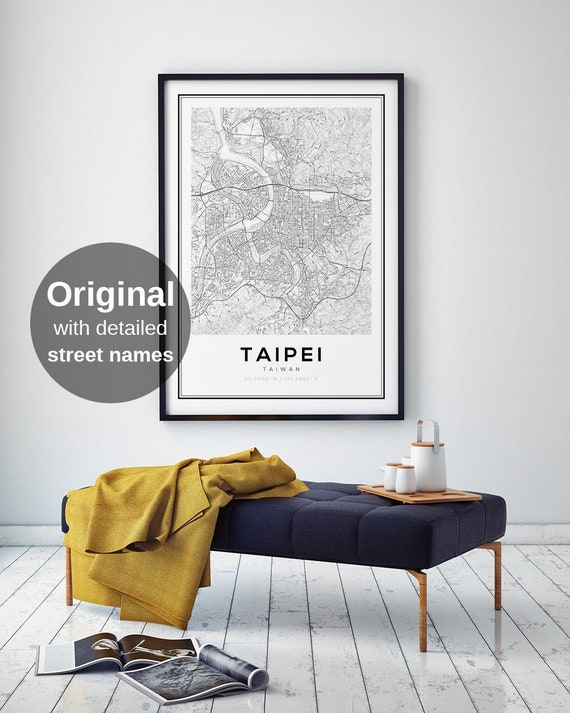Taipei Map Print Taipei Maps Taipei Map Posters Taipei Wall - Etsy