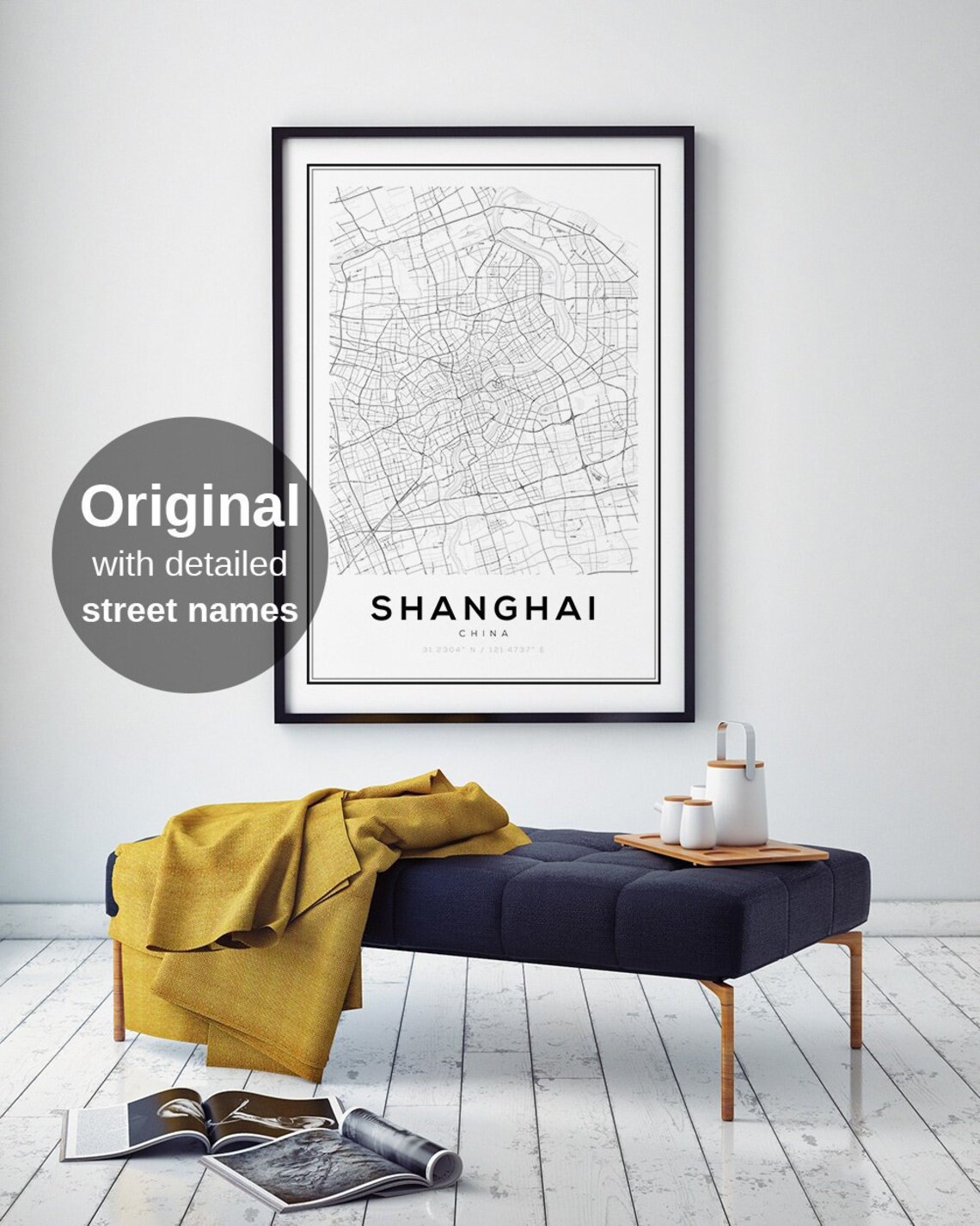 Shanghai Map Print Shanghai Maps Map of Shanghai Street - Etsy
