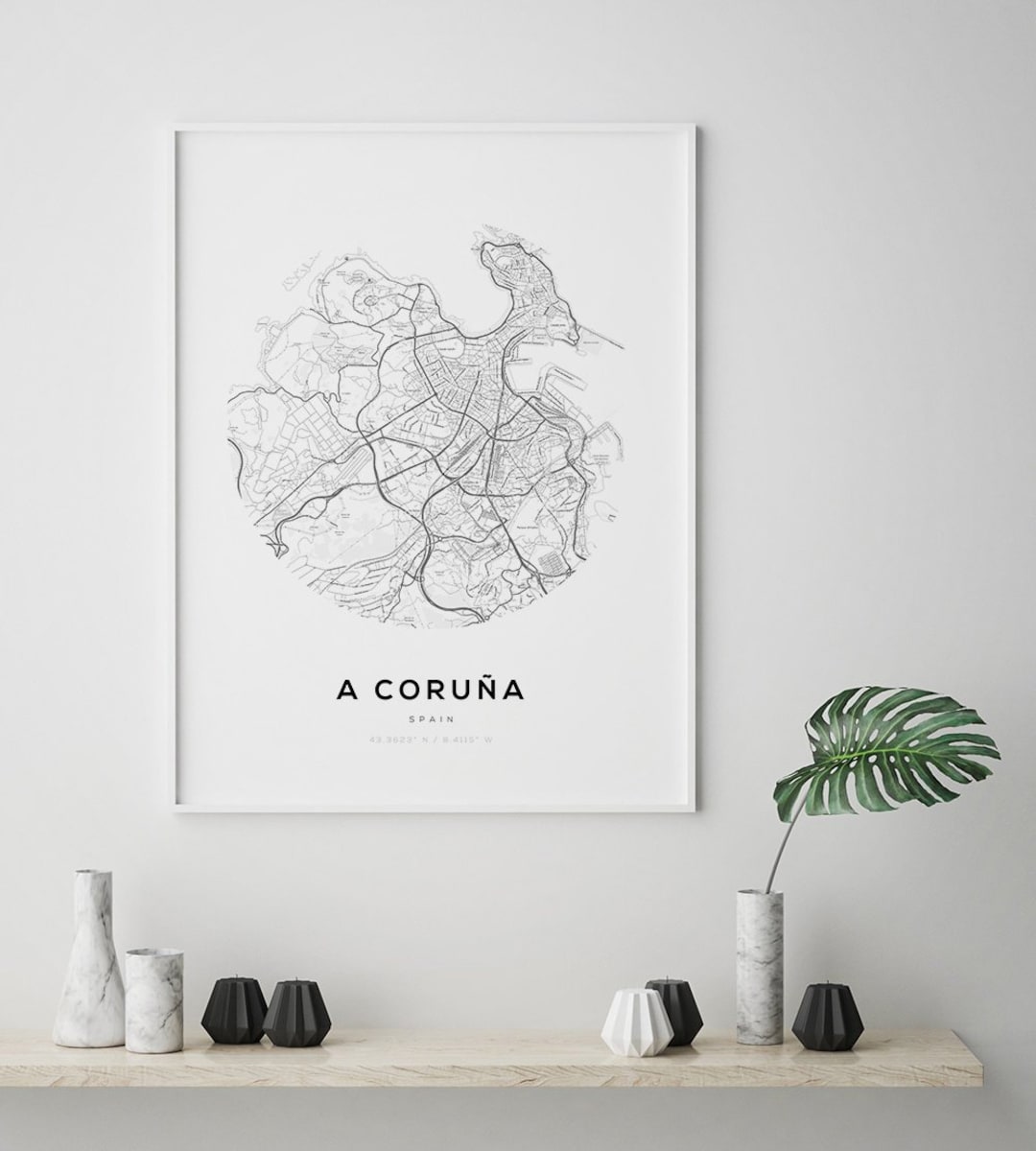 A Coruna Map Print, A Coruna Map Posters, Map of A Coruna, Map of ...
