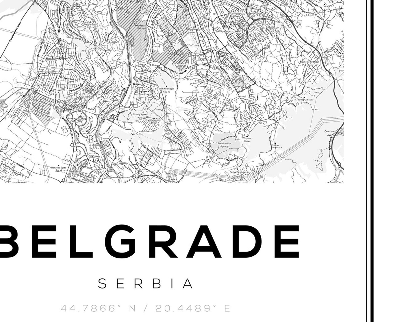 Belgrade Map Print Serbia Maps Belgrade Serbia Map Wall - Etsy