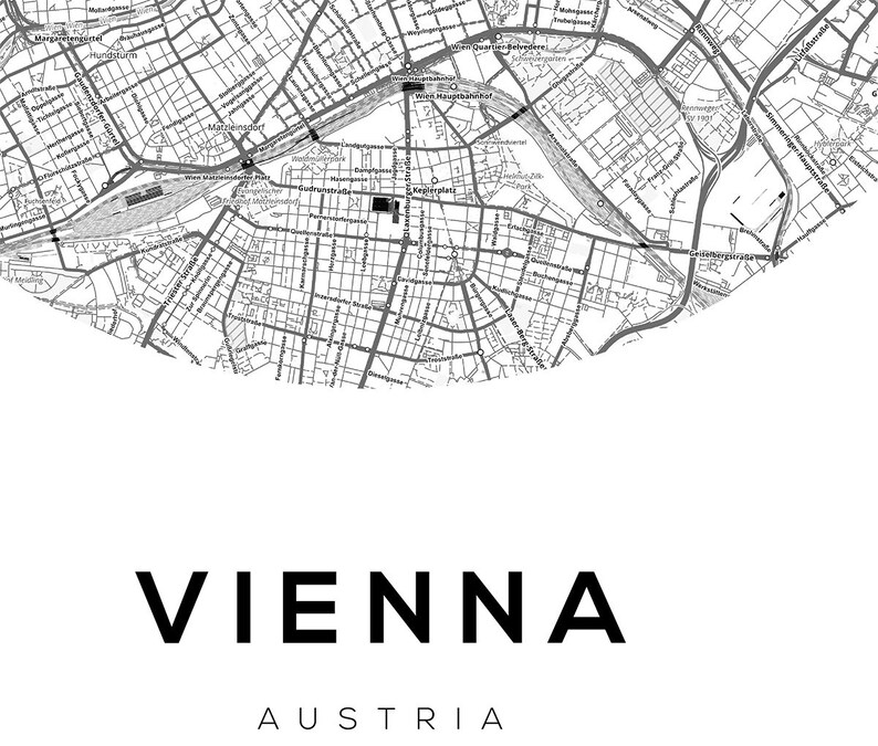 Vienna Map Print Vienna Austria City of Vienna Vienna Map - Etsy