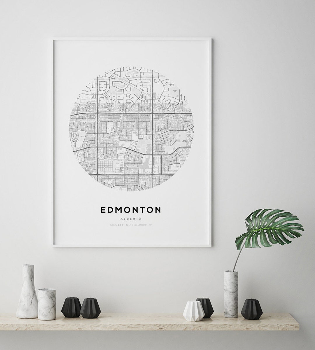Mapa imprimible de Edmonton - Arte mural circular de la ciudad de ...