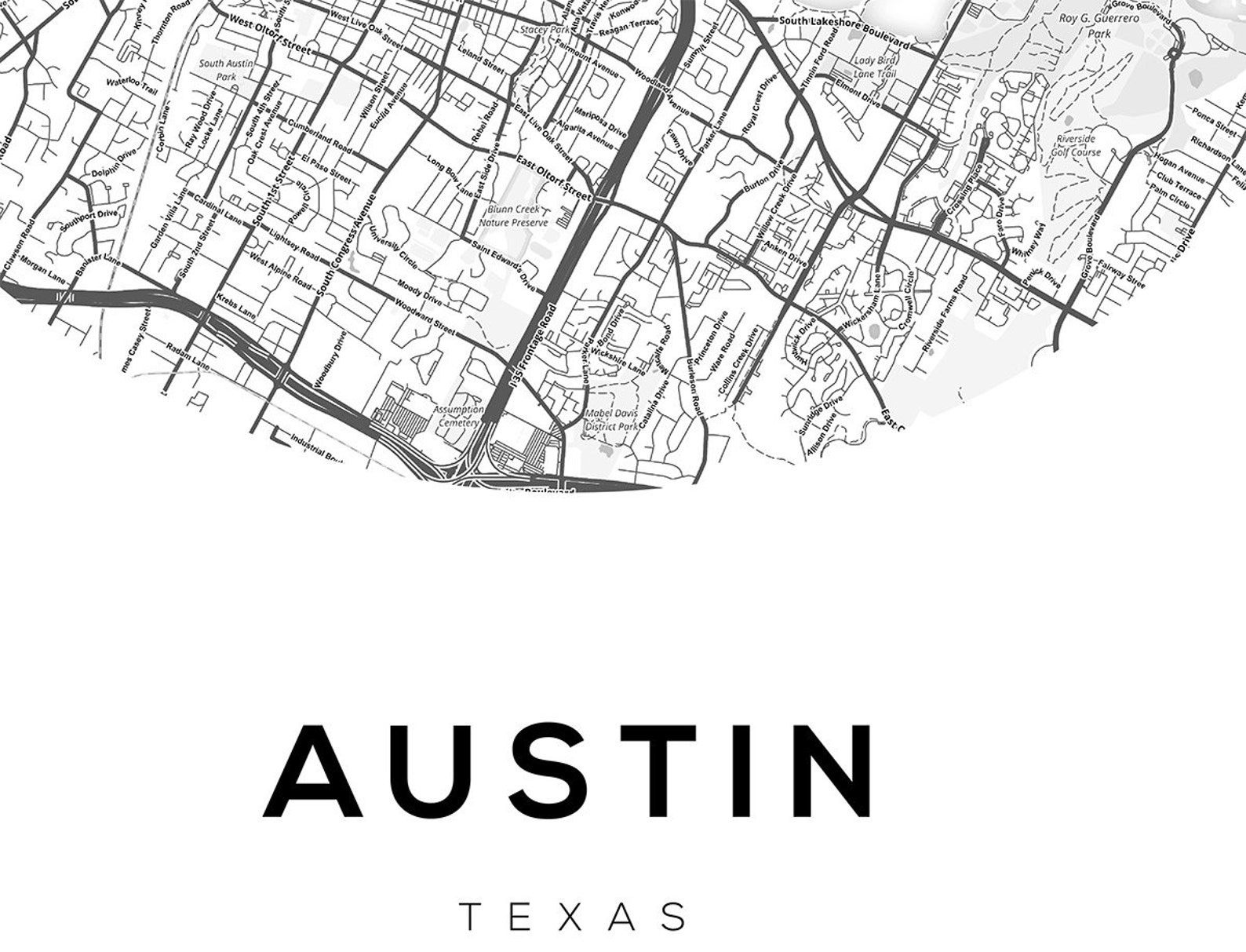 Austin Map Print Austin Map Wall Art Map of Austin Austin - Etsy