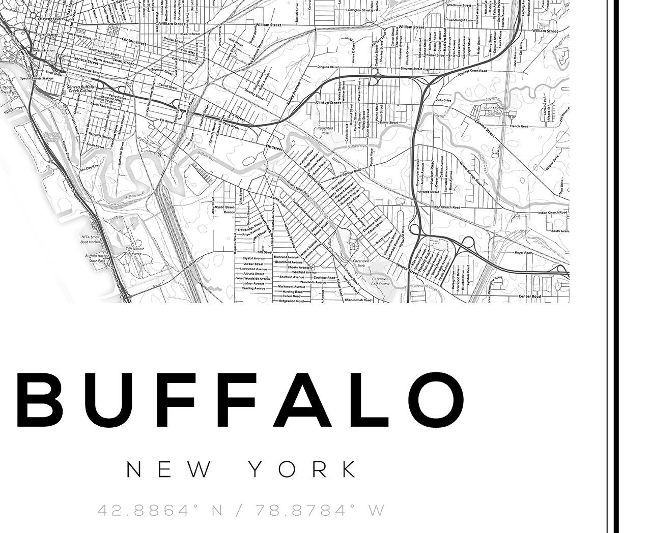 Buffalo Map Print Buffalo Map Poster Buffalo New York | Etsy