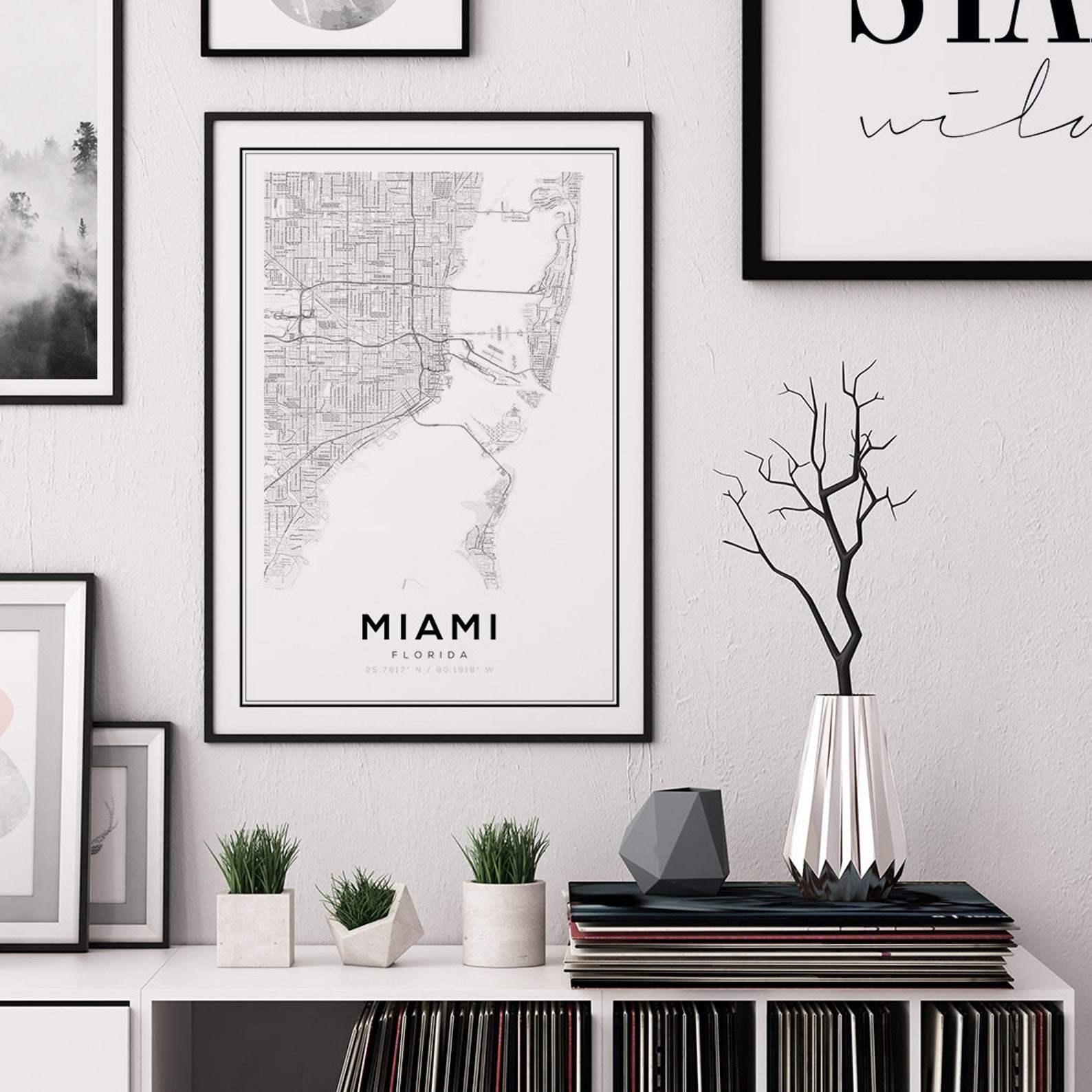 Miami Map Print Map of Miami Miami Map Poster Florida Map | Etsy