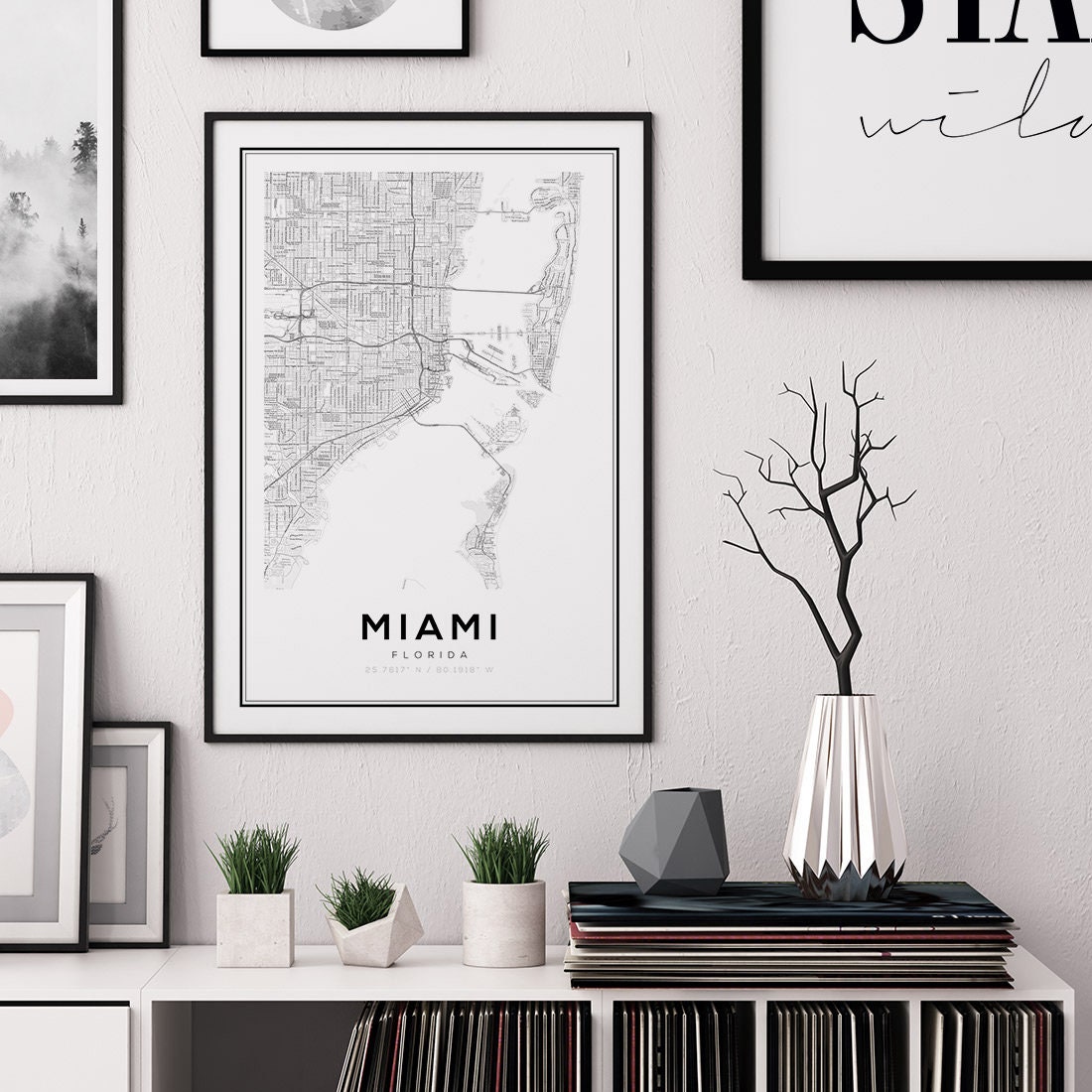 Miami Map Print Map of Miami Miami Map Poster Florida Map | Etsy