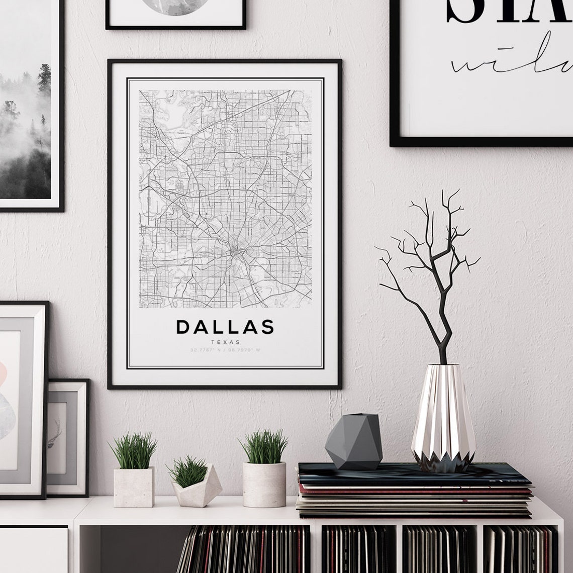 Dallas Map Print Texas Map Print Texas Wall Art Dallas Map | Etsy