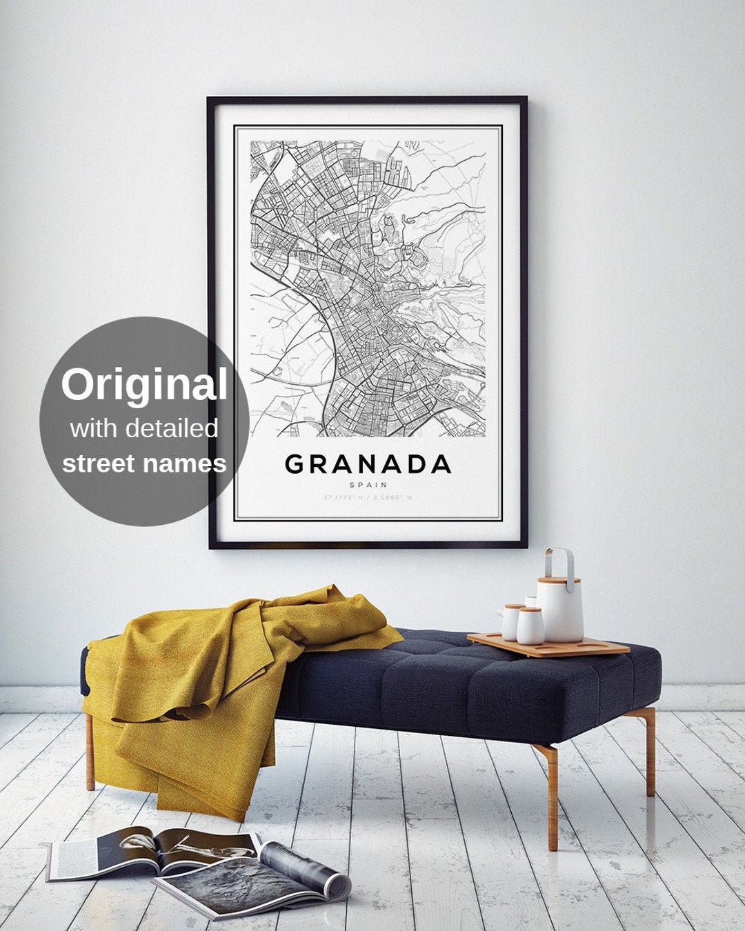 Granada Map Print, Map of Granada, Street Map Poster, Granada Spain ...