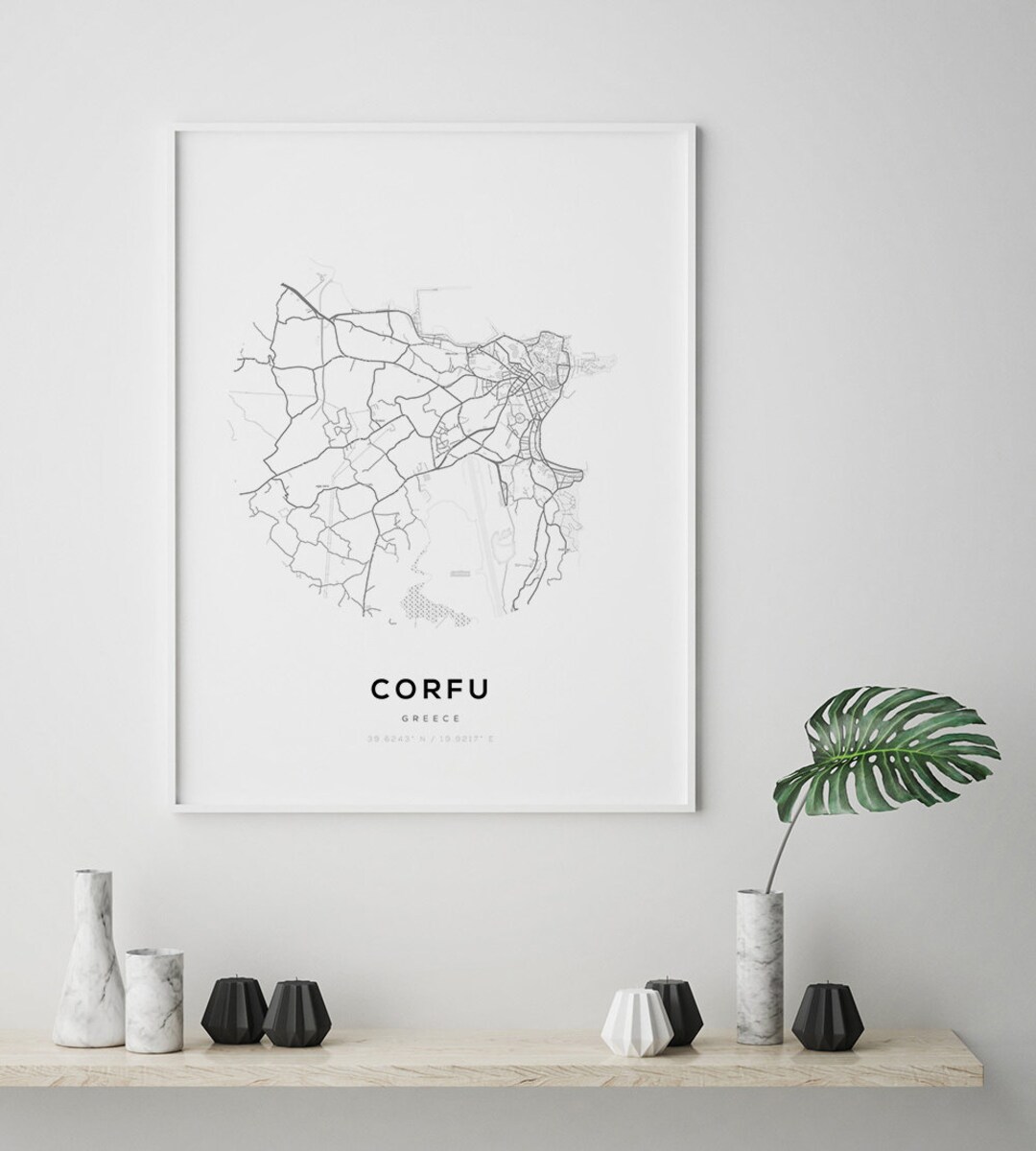 Corfu Map Print, Map of Corfu, Corfu Greece, Corfu Map Art, Map of ...