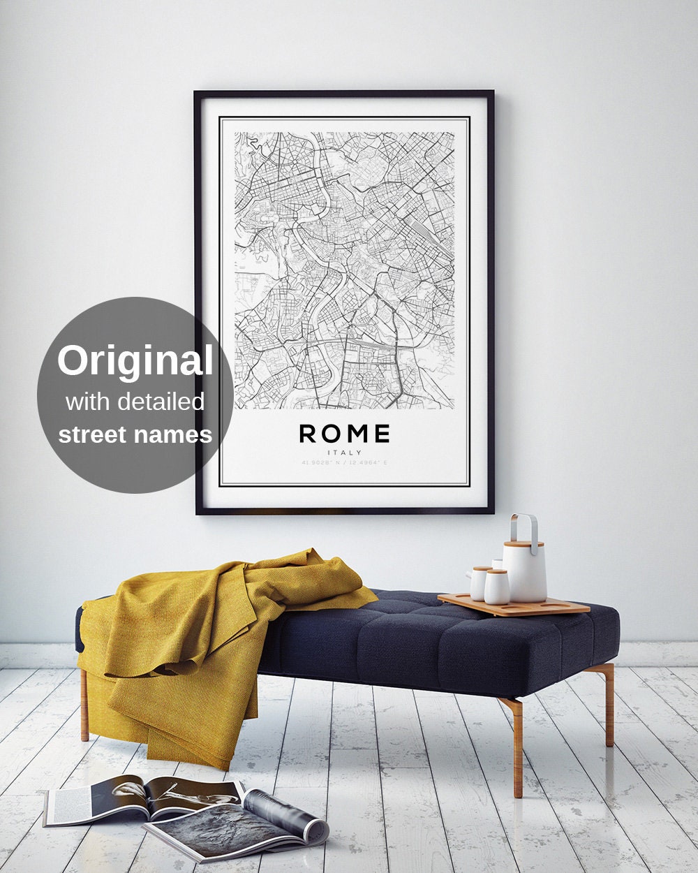 Rome Map Print Rome Italy Map of Italy Rome Wall Art Rome - Etsy
