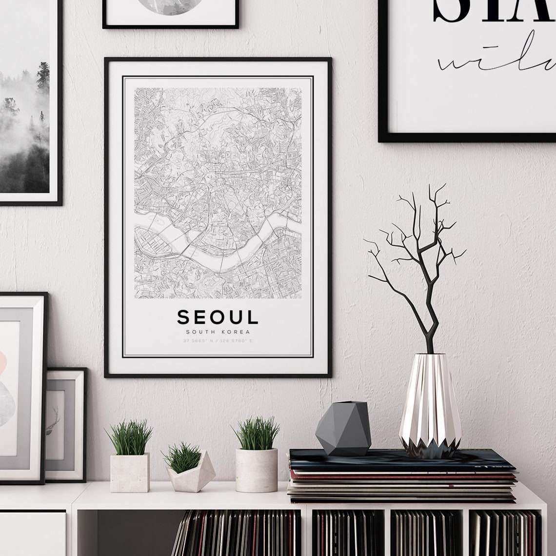Seoul Map Print Seoul Map Poster Seoul Maps Map of Korea - Etsy